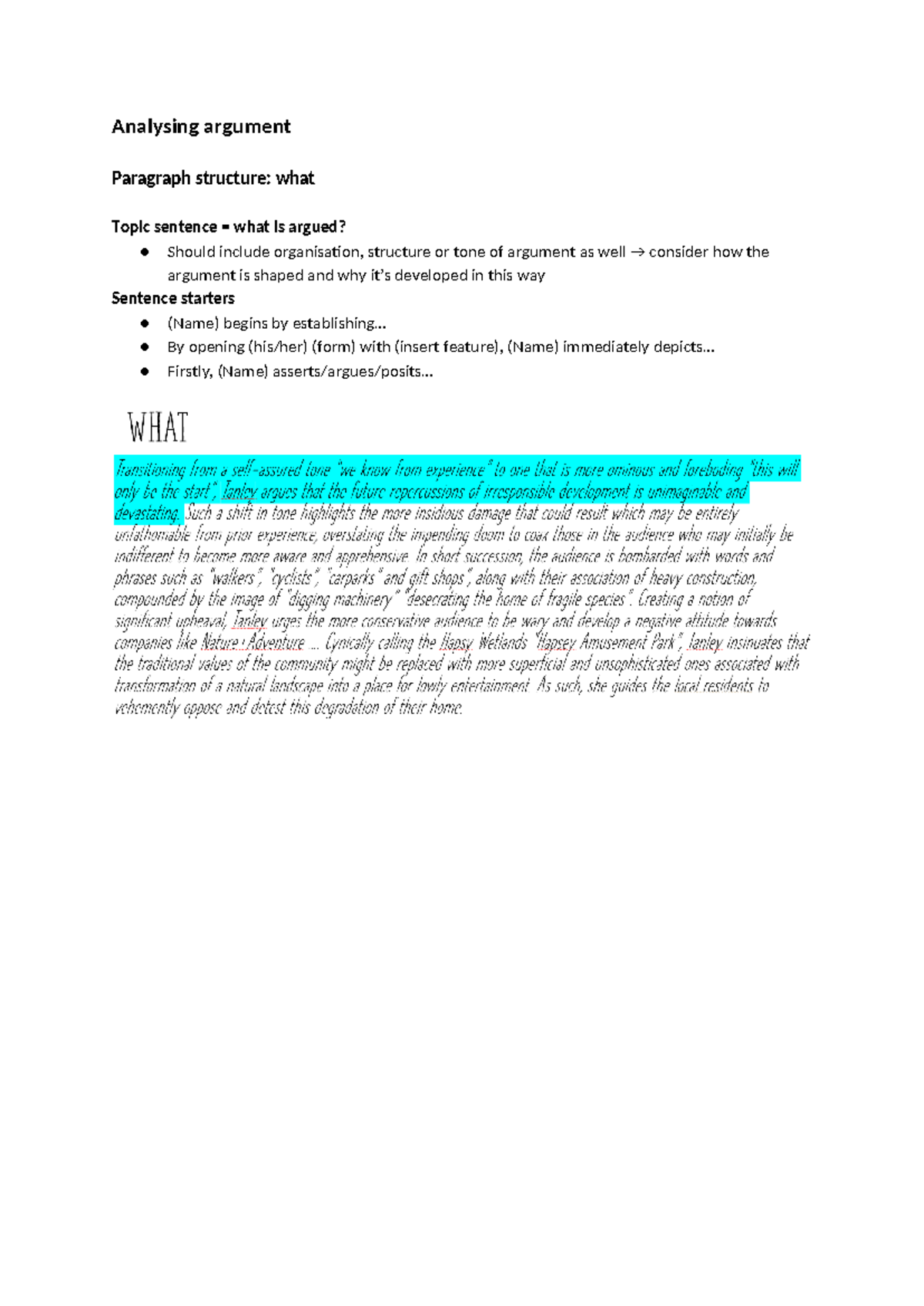 Analyzing Argument Structure - Notes for Essay Writing - Studocu