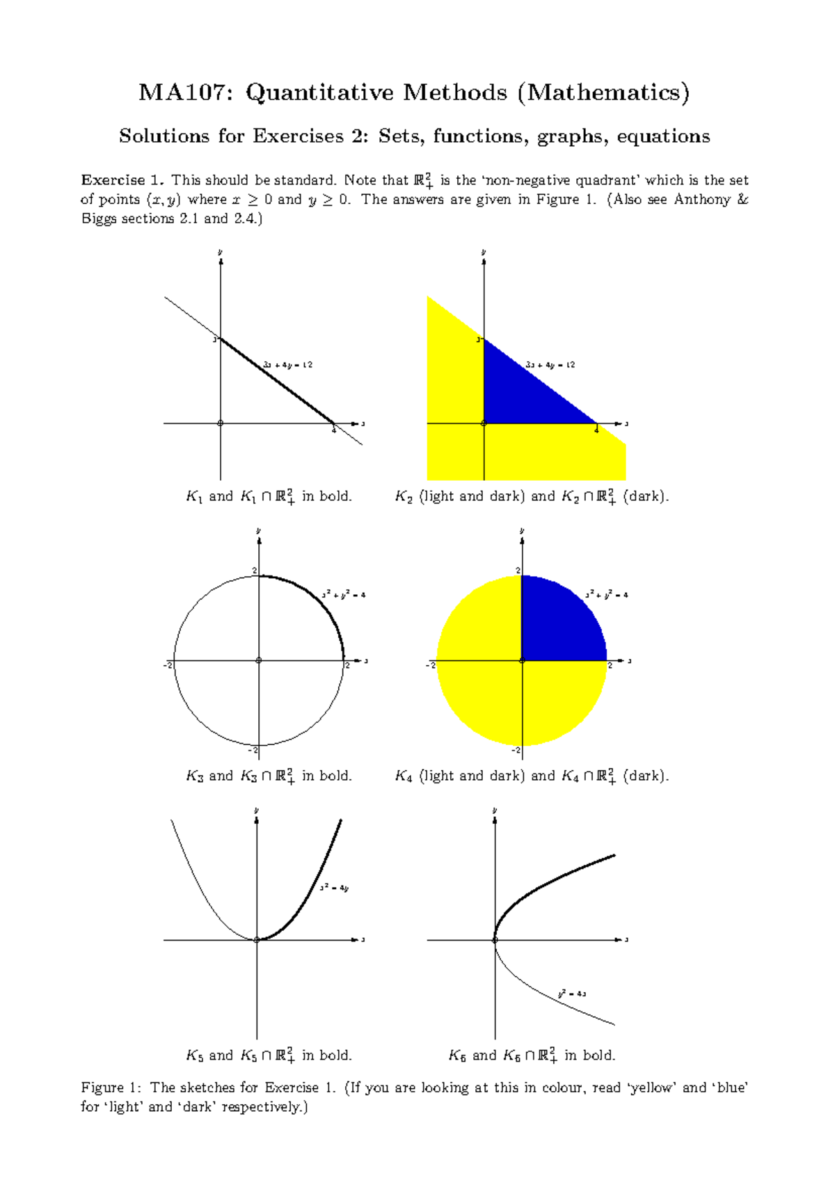 Exercise 2 Answer - MA107: Quantitative Methods (Mathematics) Solutions for Exercises 2: Sets ...