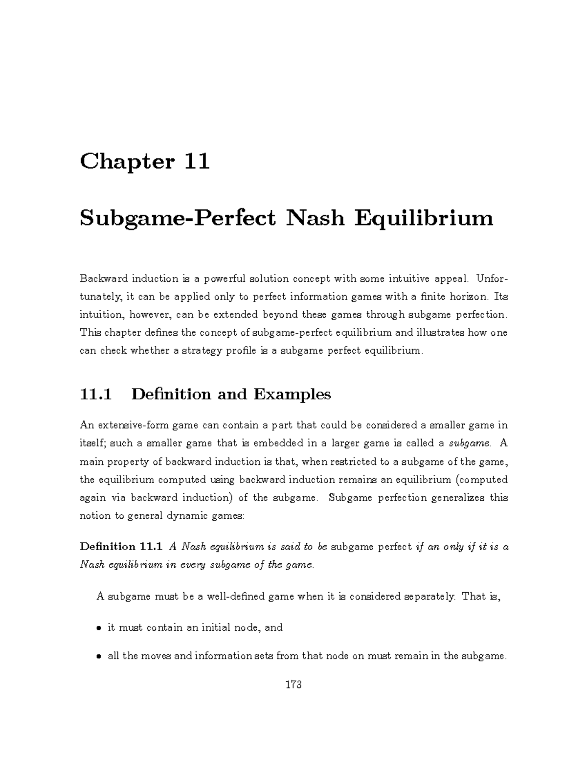 Game Theory Note Summaries - Chapter 11 Subgame-Perfect Nash ...