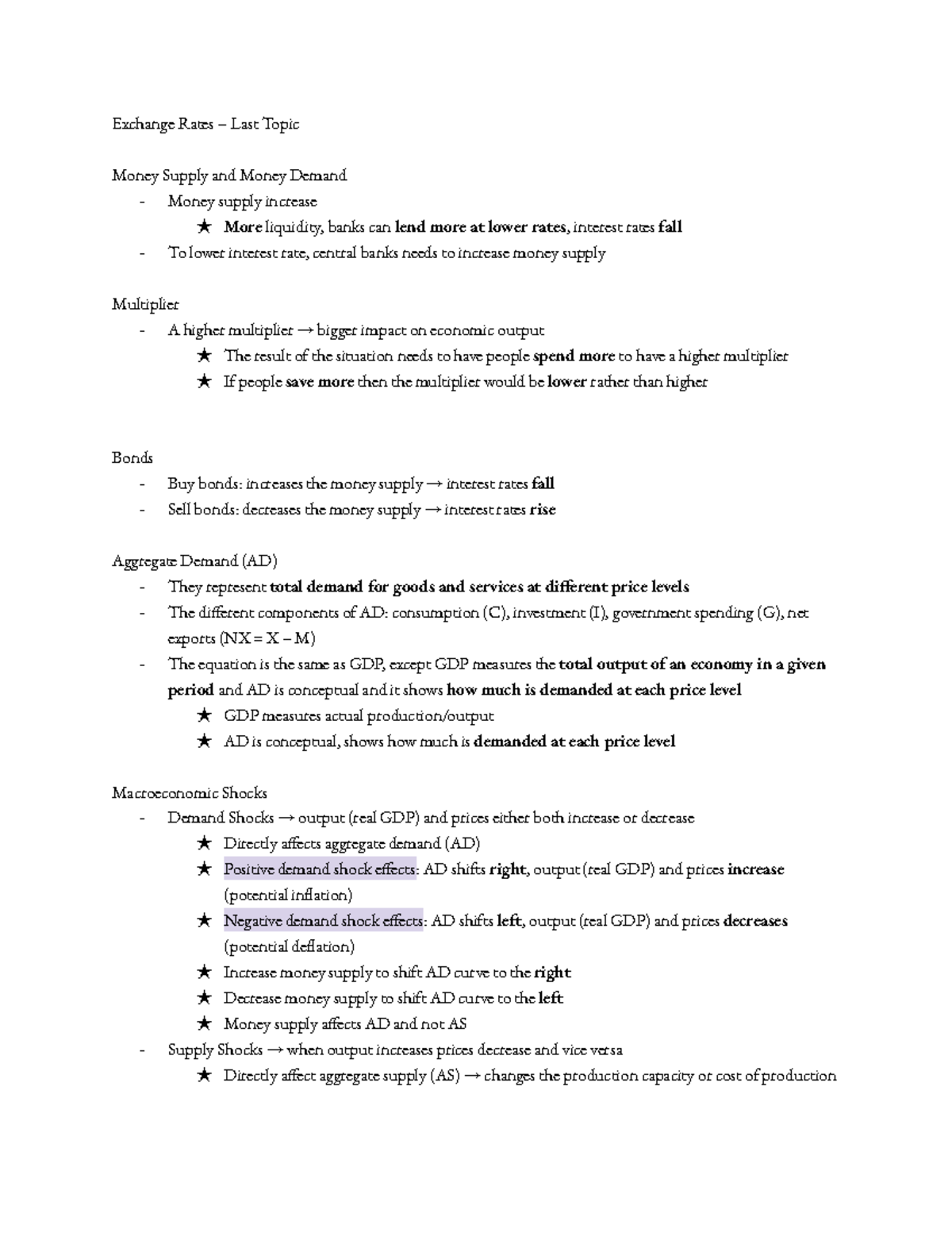 Econ 101: Final Exam Study Guide on Money Supply & Demand - Studocu