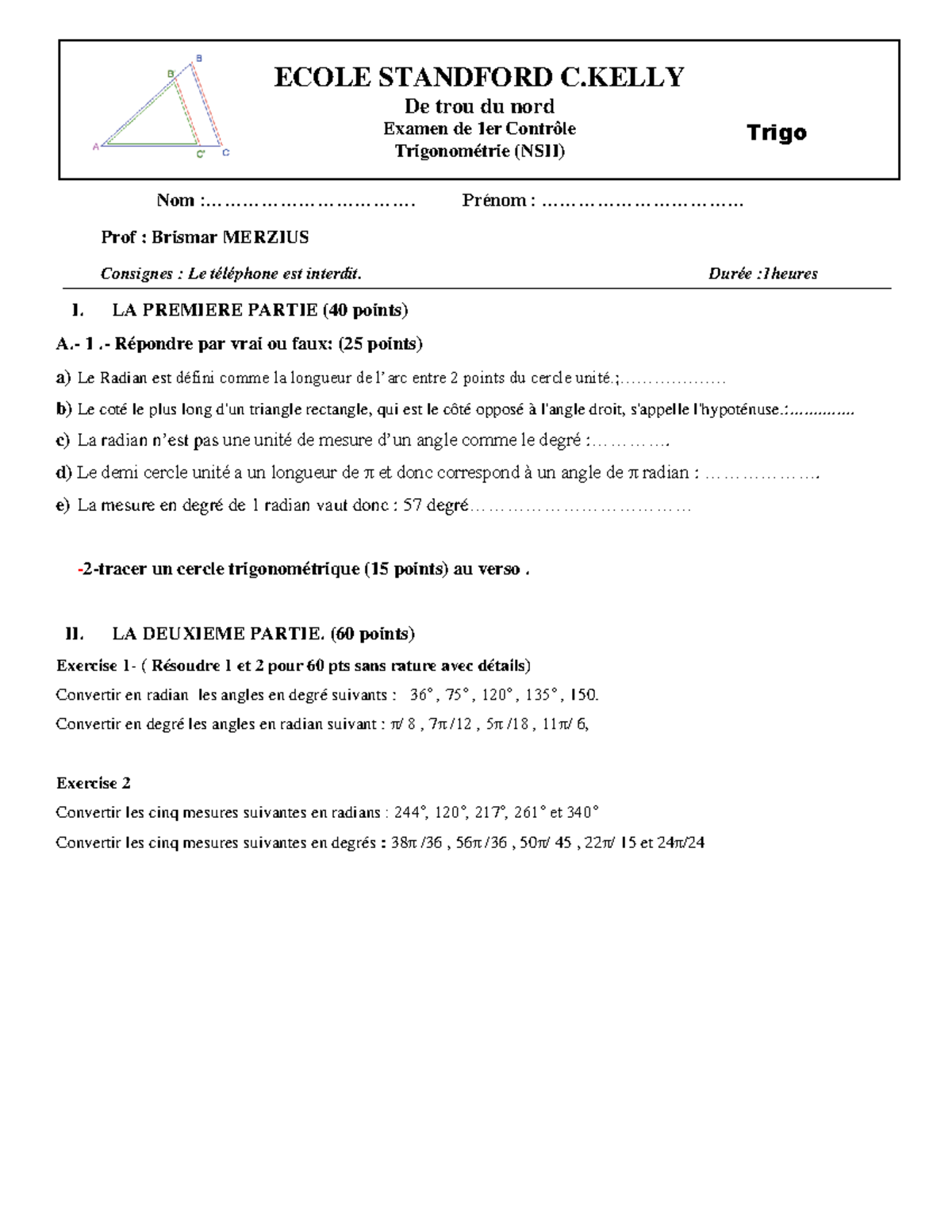 Trigo Ns2 kelly - gestion des eau usee - ECOLE STANDFORD C De trou du ...