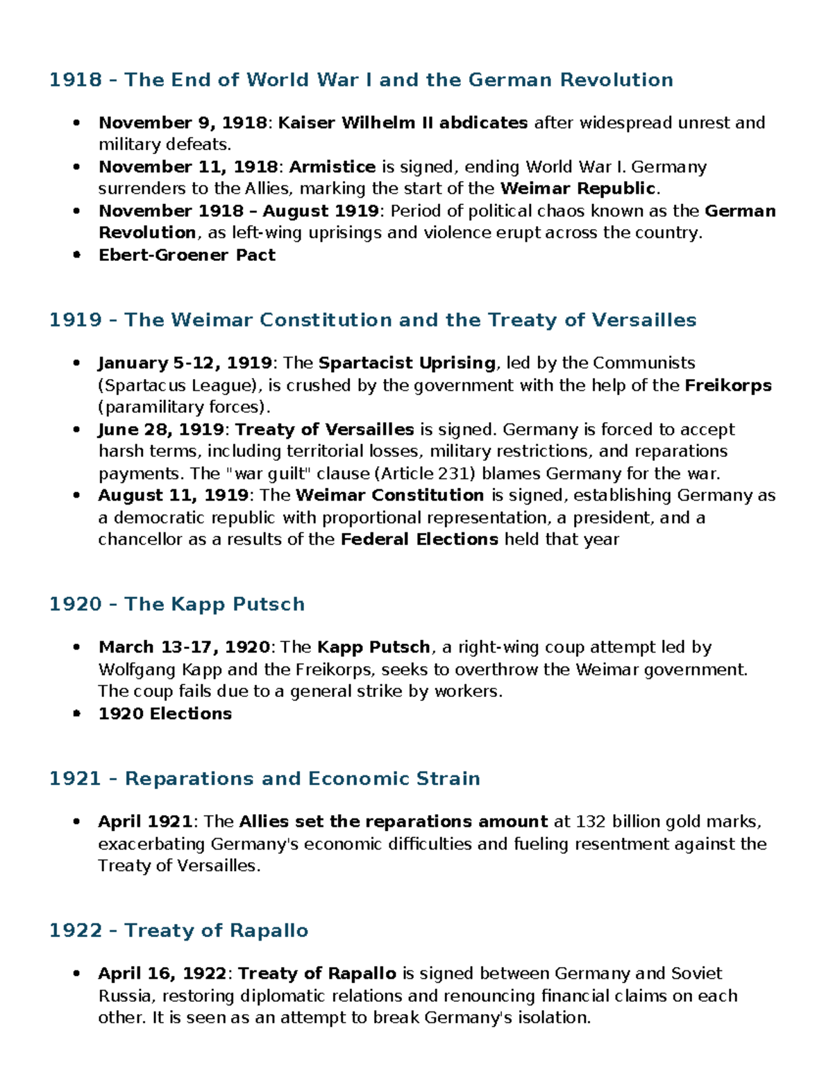 Germany History Timeline: Key Events from WWI to Nazi Rise (1918-1934 ...