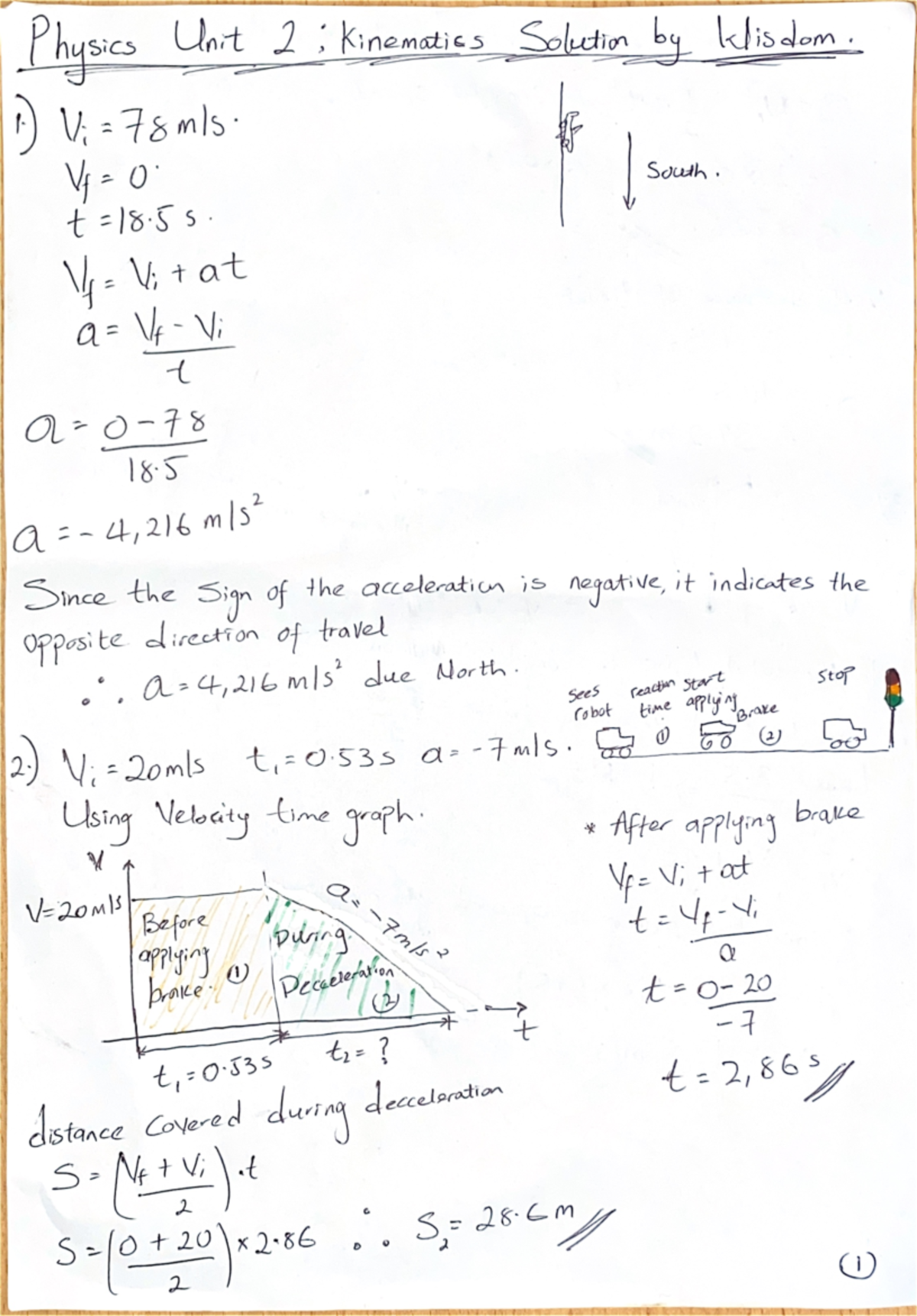 Physics 1 Unit 2 Kinnematics Solution - Physics Unit 2 : Kinematics ...