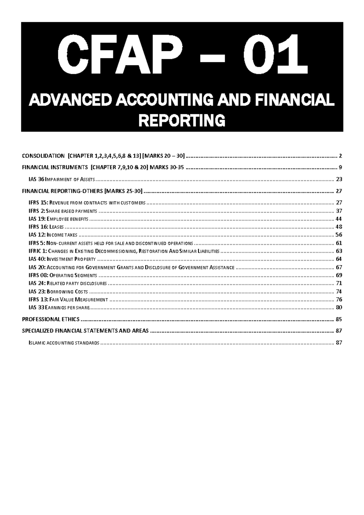 AARF CFAP Consolidation Summary Notes - Chapters 1 to 13 - Studocu