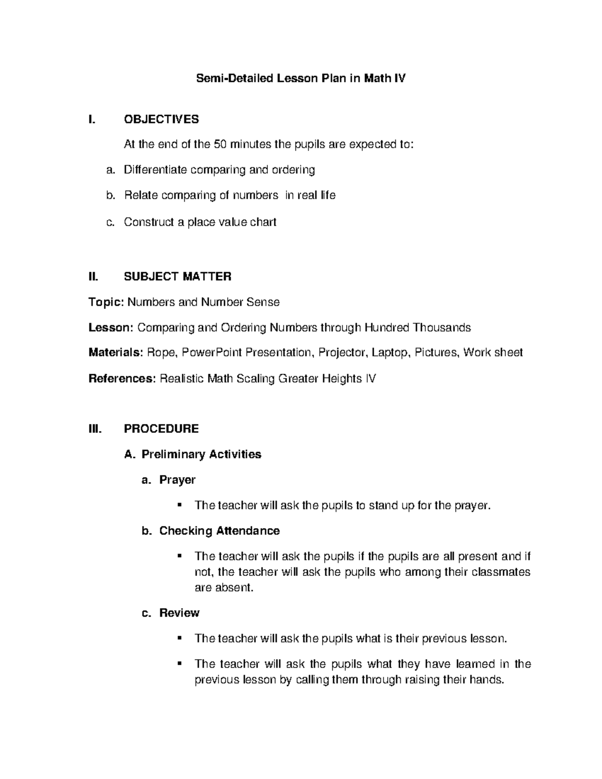 SEMI- Detailed Lesson PLAN MATH 4 AND 6 - Semi-Detailed Lesson Plan in ...