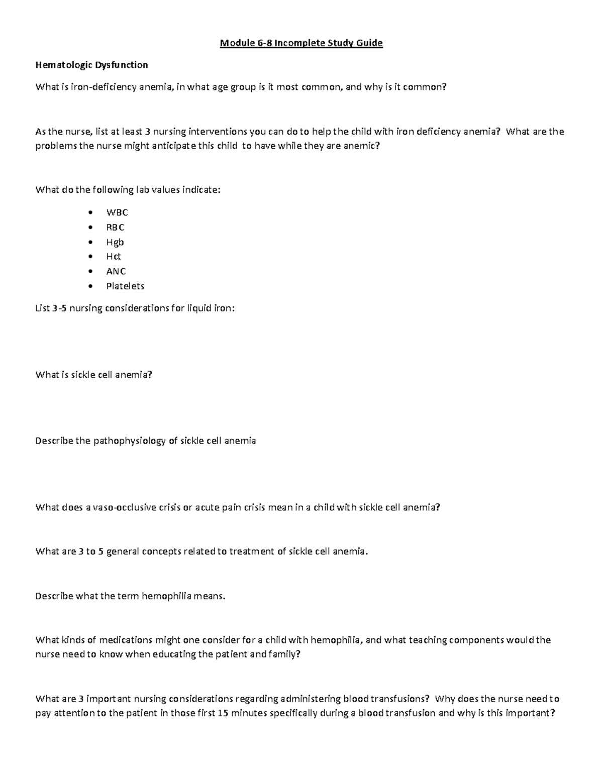 NSG 317 study guide exam 3 - Module 6- 8 Incomplete Study Guide ...