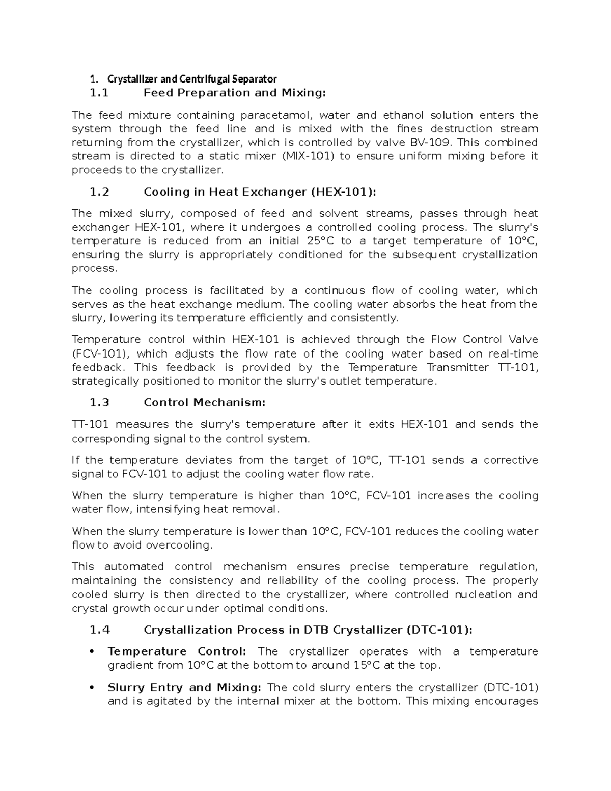 P&ID for Crystallizer Process Control and Operation - Studocu