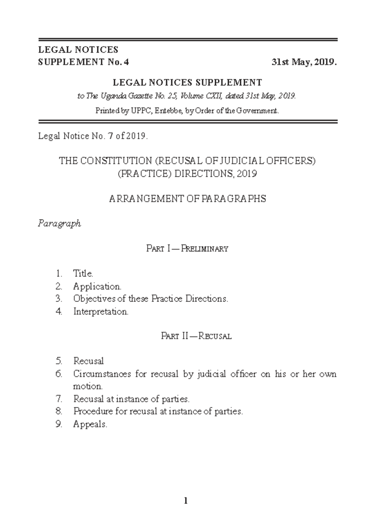 The Constitution (Recusal of Judicial Officers) Practice Directions ...
