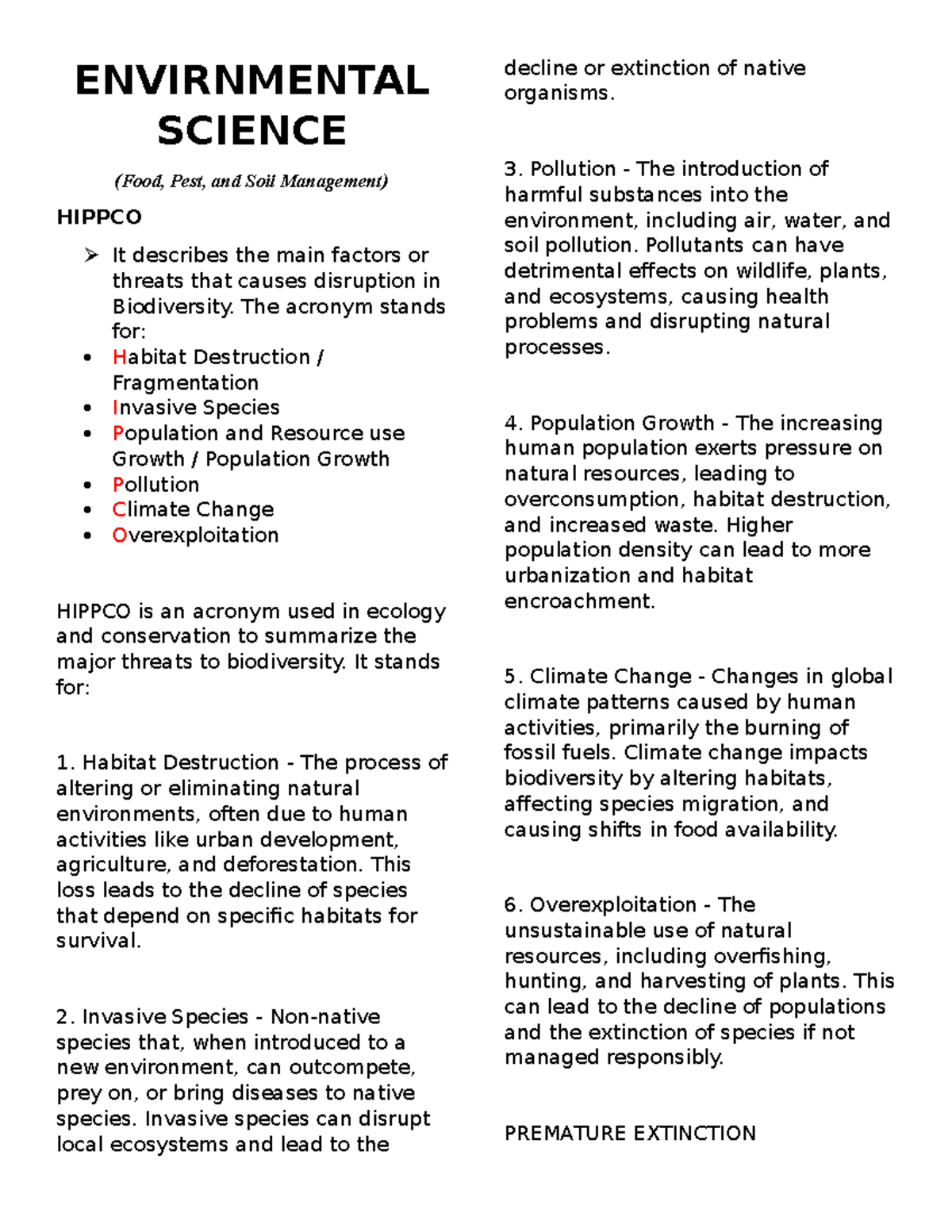Environmental Science (Food, Pest, and Soil Management) - HIPPCO ...