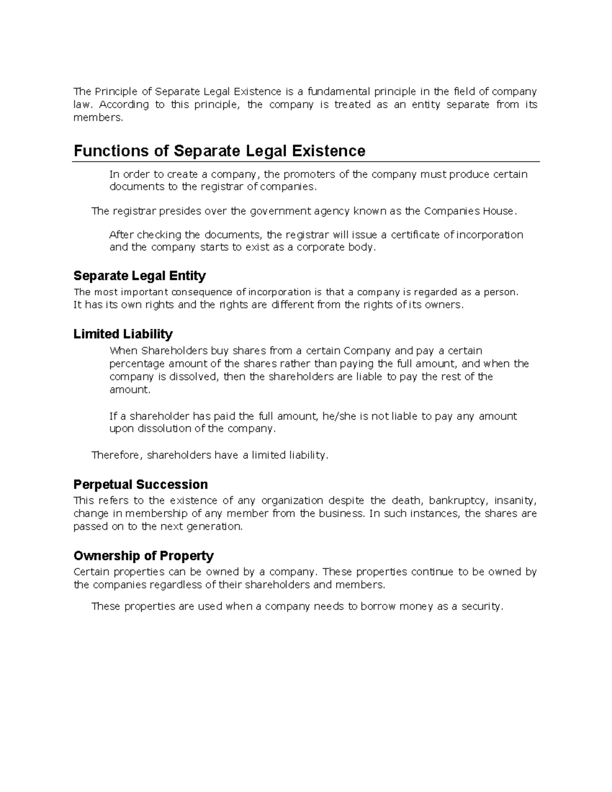 SEPA LEG Entity - The Principle of Separate Legal Existence is a ...
