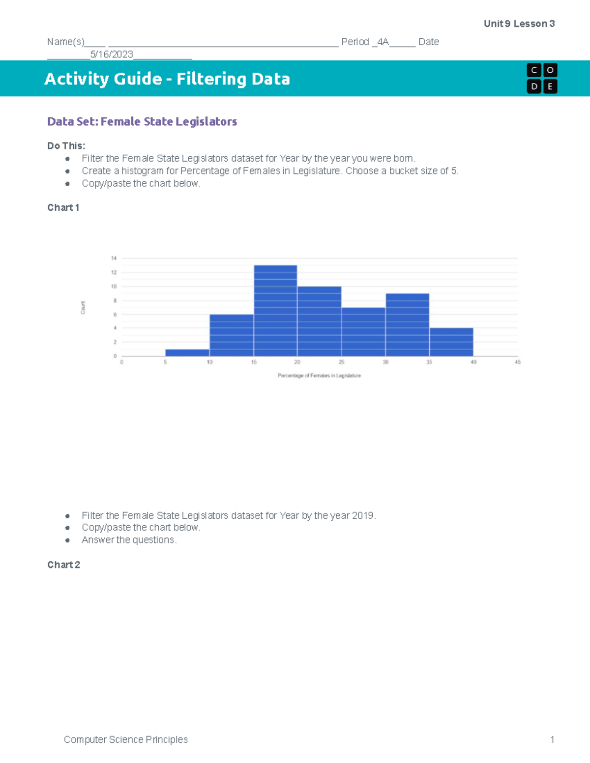 Copy of Copy of Activity Guide - Filtering Data - Unit 9 Lesson 3 ...