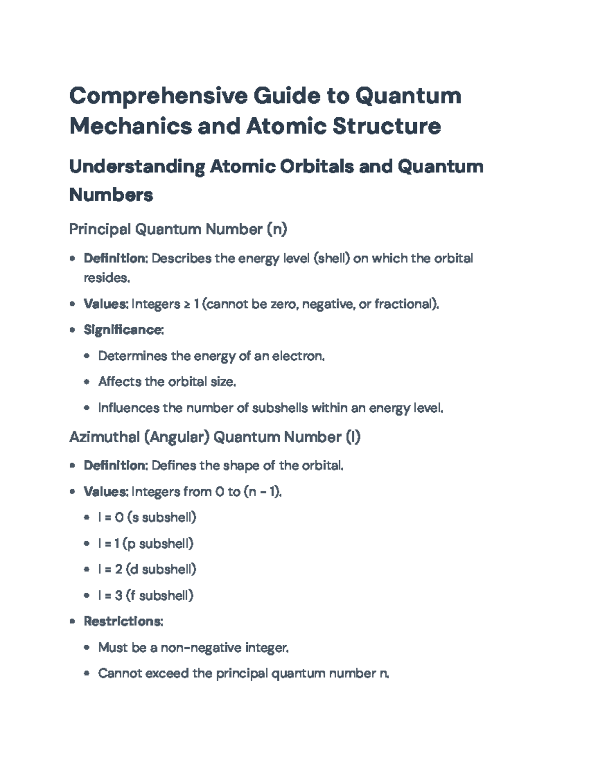 Understanding Quantum Mechanics: Quantum Numbers & Electron ...