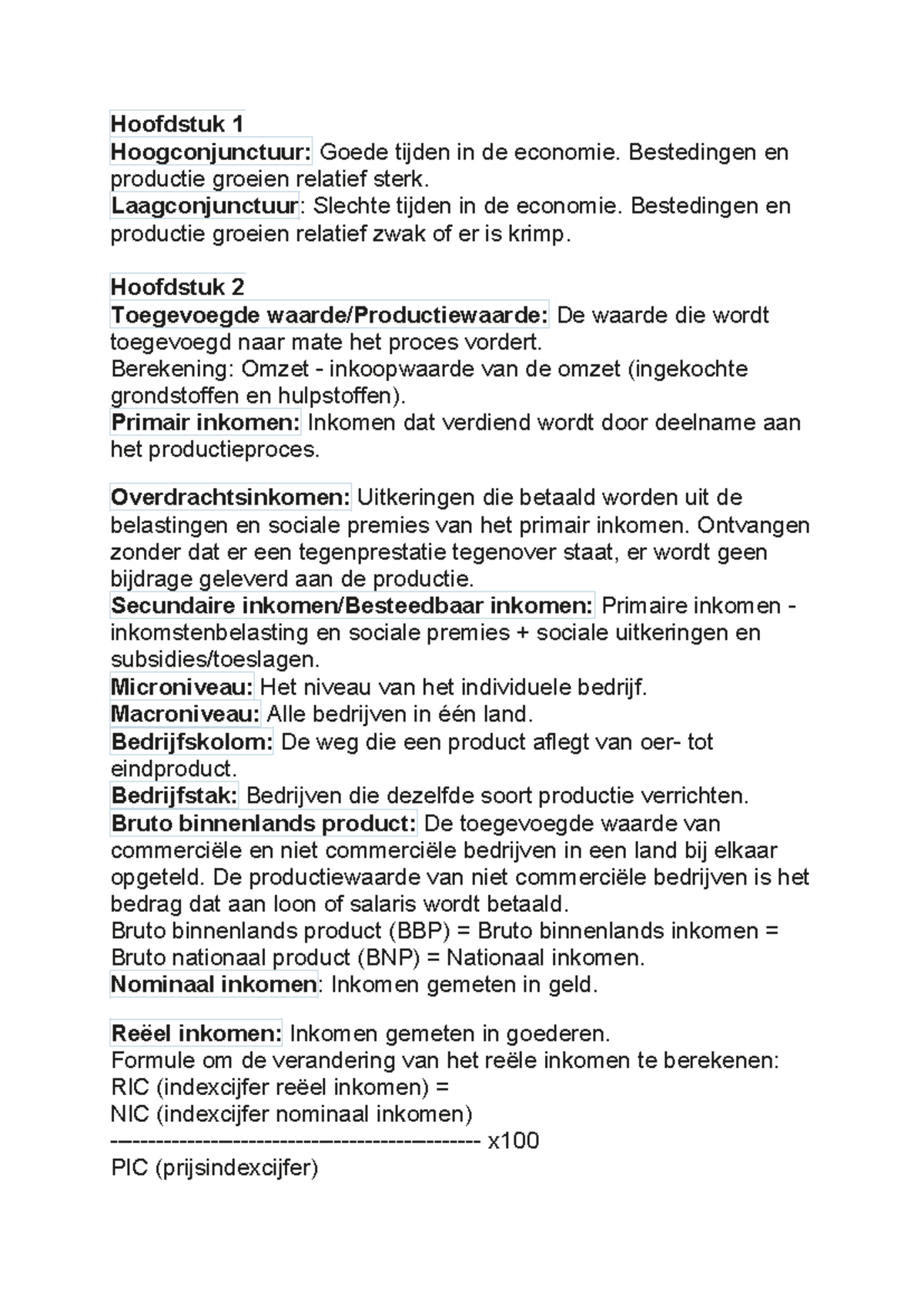 Economie H1-5: Verdienen en Uitgeven in Conjunctuur en ...