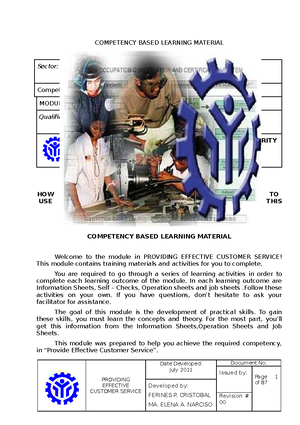 CBLM - BPP Prepare and Display petits fo - COMPETENCY - BASED LEARNING MATERIAL Sector TOURISM ...