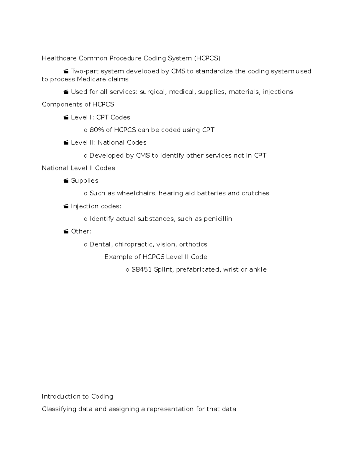 Healthcare Common Procedure Coding System (HCPCS) Overview - Studocu