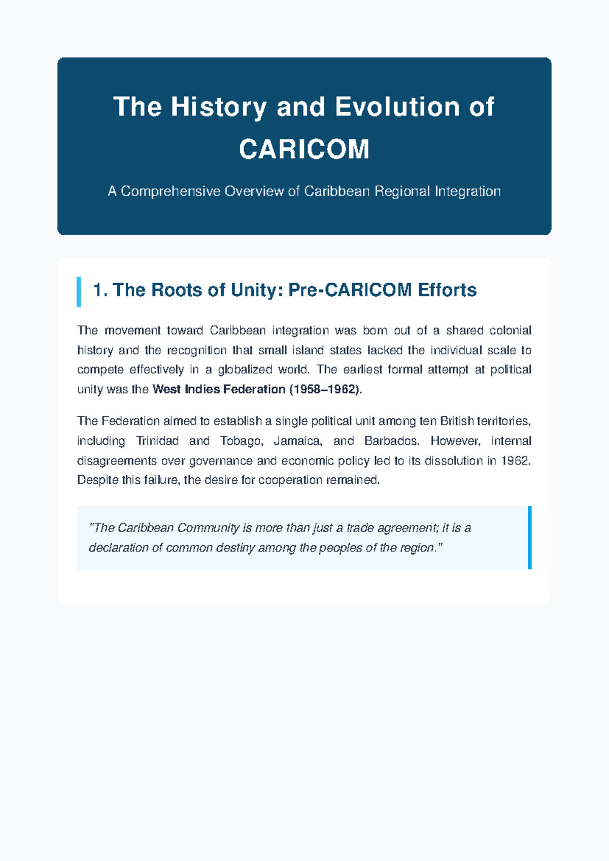 History of CARICOM Integration: A Comprehensive Overview - Studocu