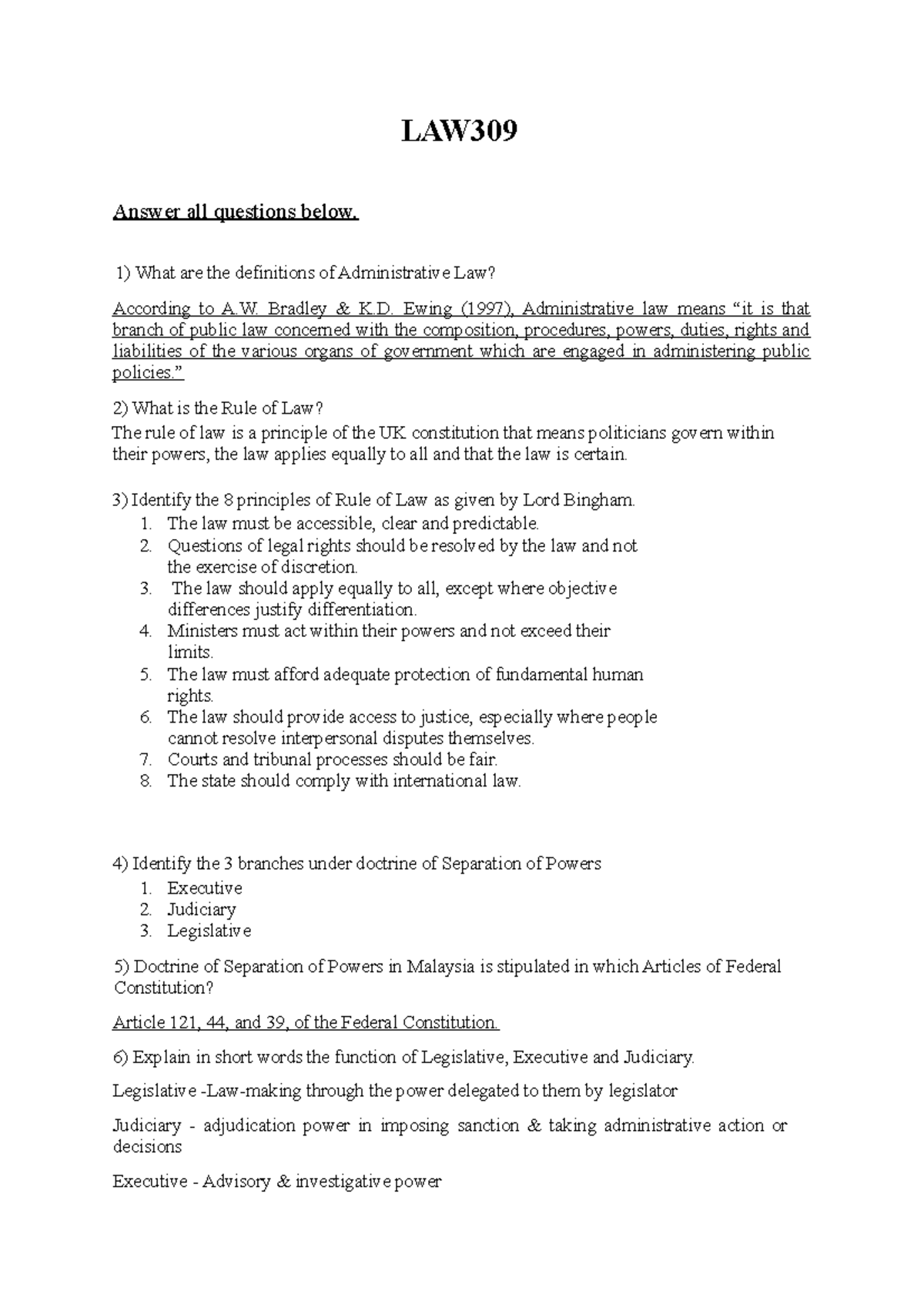 LAW309- Chapter 1 & 2 (Tutorial Practice ) - Principles of ...