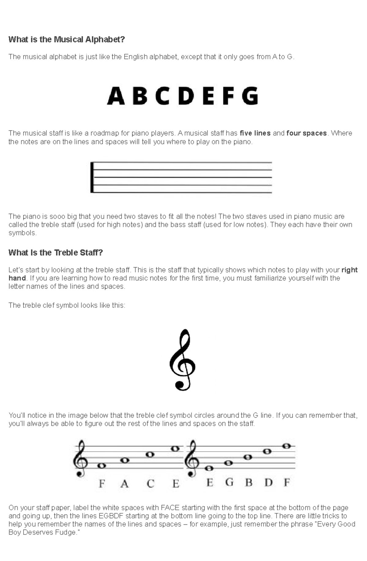 Elements of Music - SAMPLE DOC - What is the Musical Alphabet? The ...