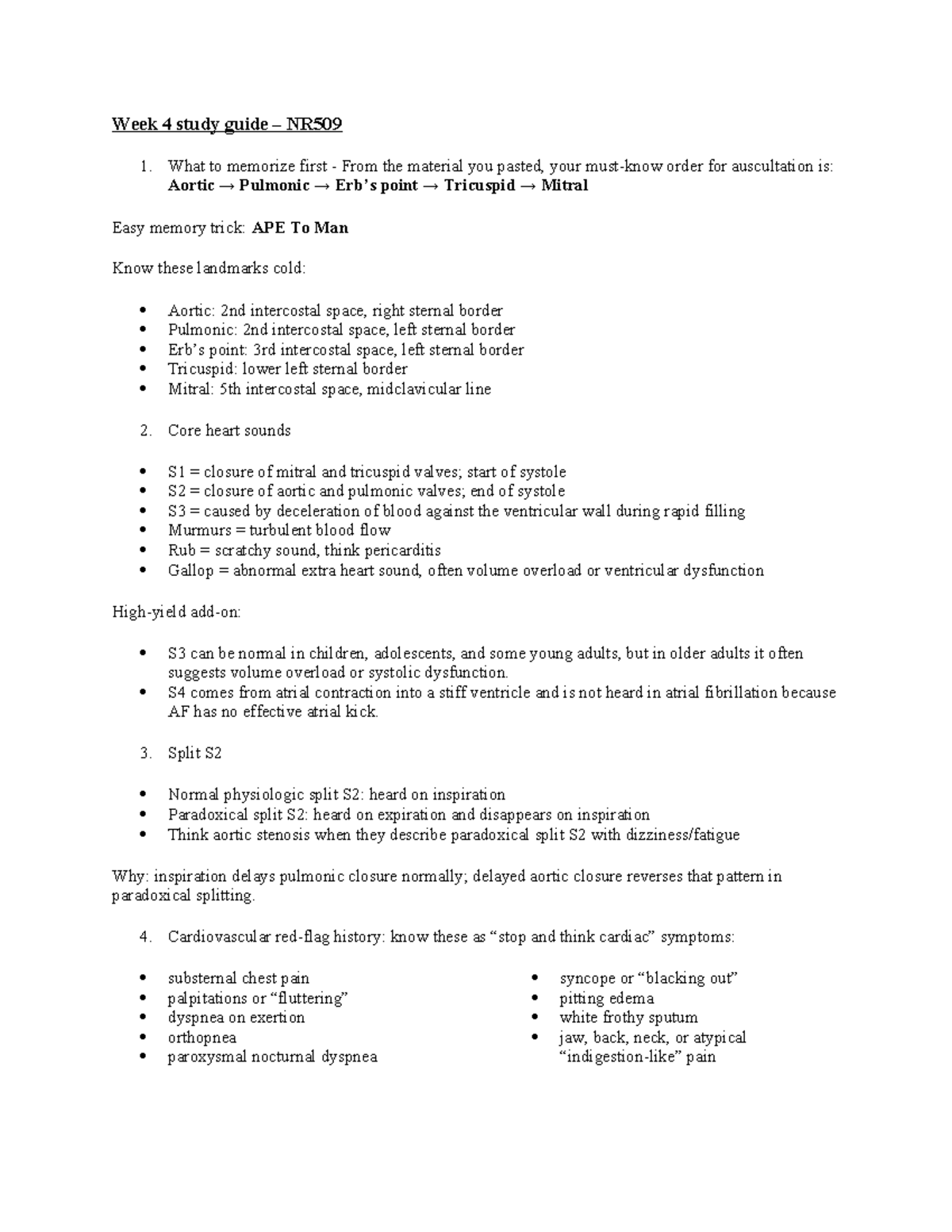 Week 4 Study Guide: Key Concepts for NR509 Exam Preparation - Studocu