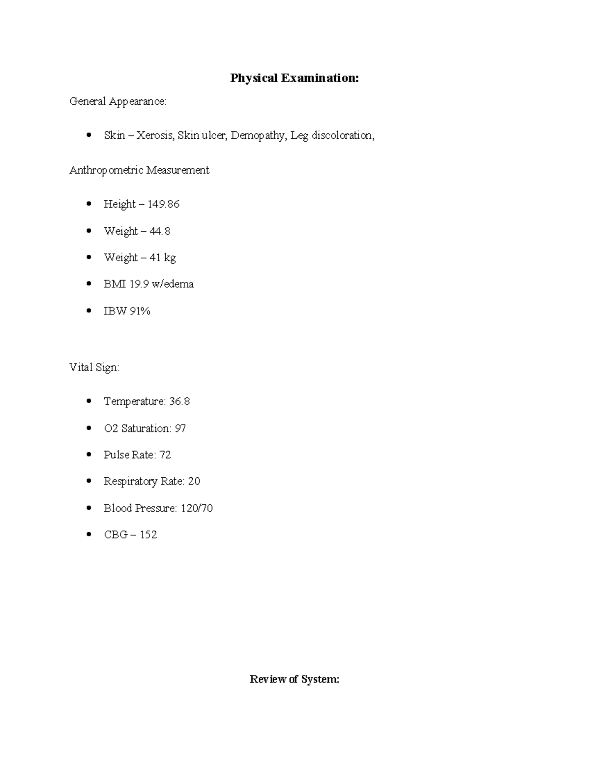CASE Study - DM FOOT Ulcer: Physical Examination & Lab Results - Studocu