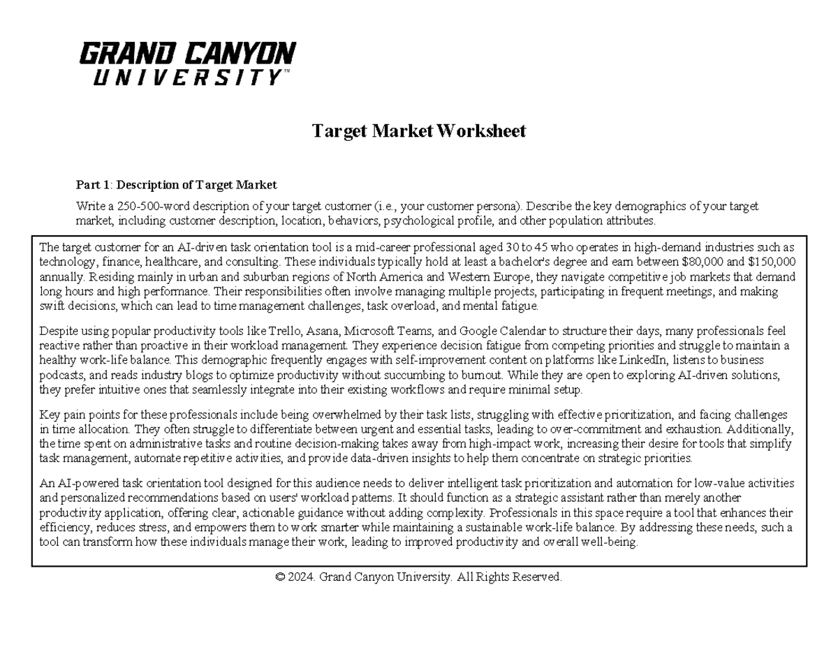 ENT-436-RS-T3-Target Market Analysis for AI Task Orientation Tool - Studocu