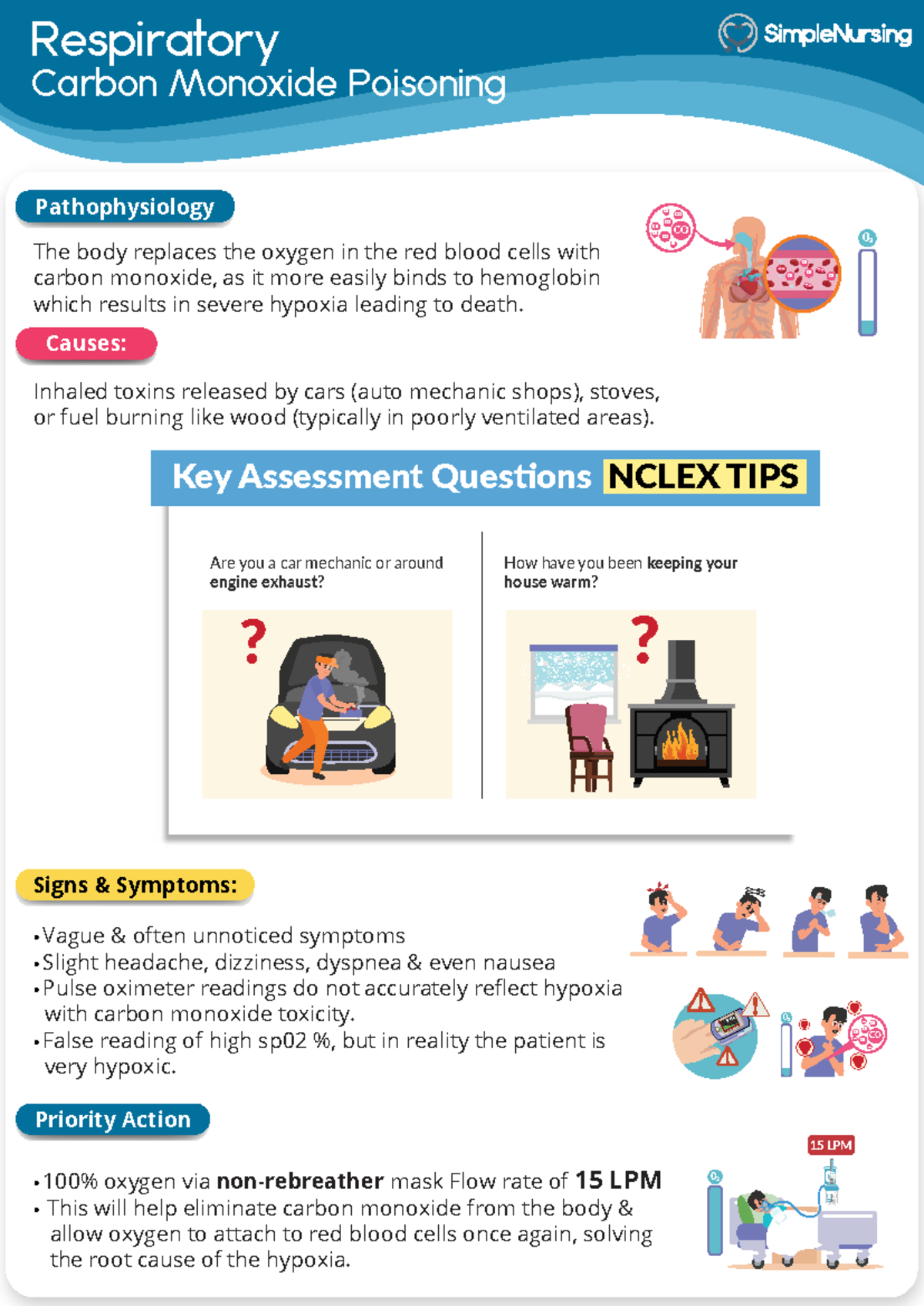 Respiratory - Carbon Monoxide Poisoning Pathophysiology & NCLEX Tips ...