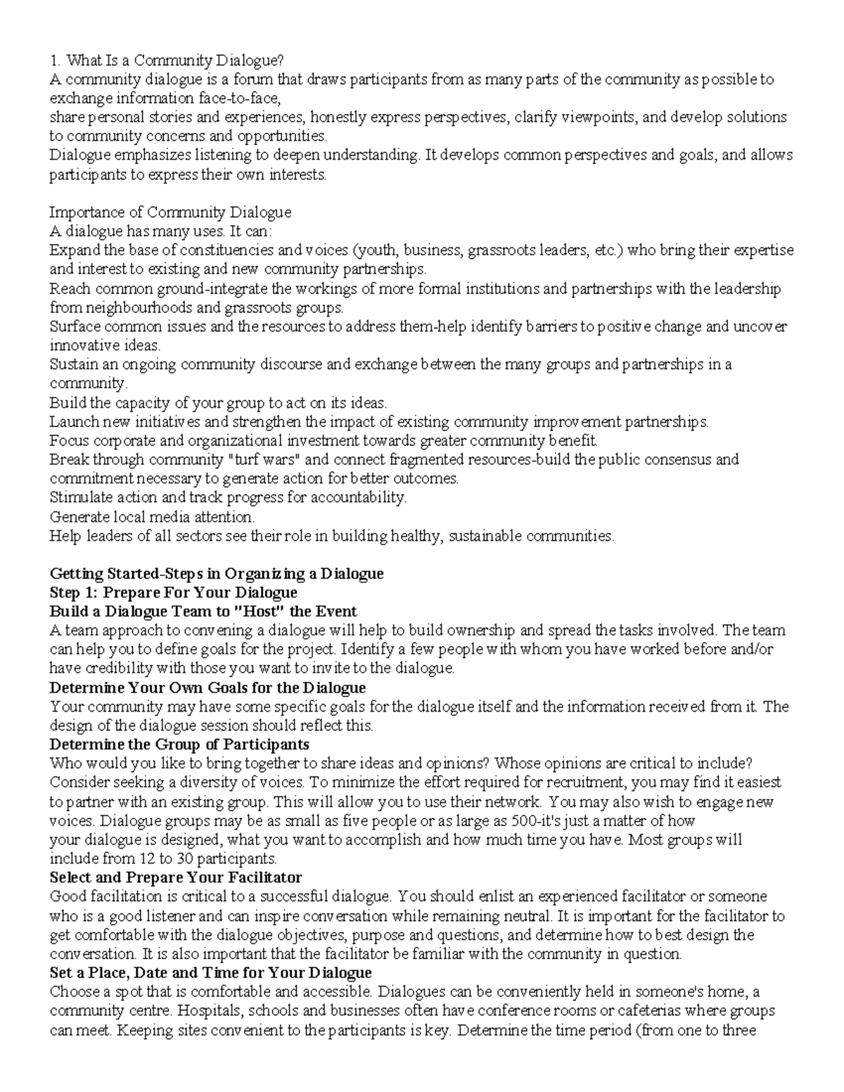 Community Dialogue: Steps for Organizing & Conducting Effective ...