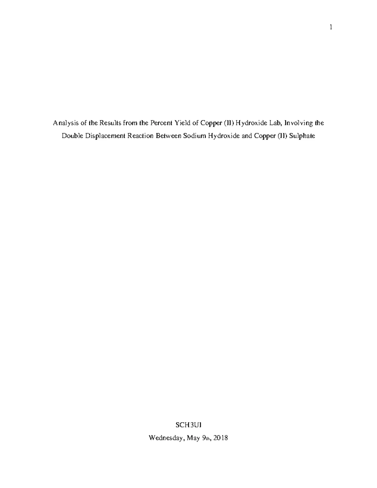 SCH4U - Visual Summary Guide for Chemistry Culminating Project - Studocu