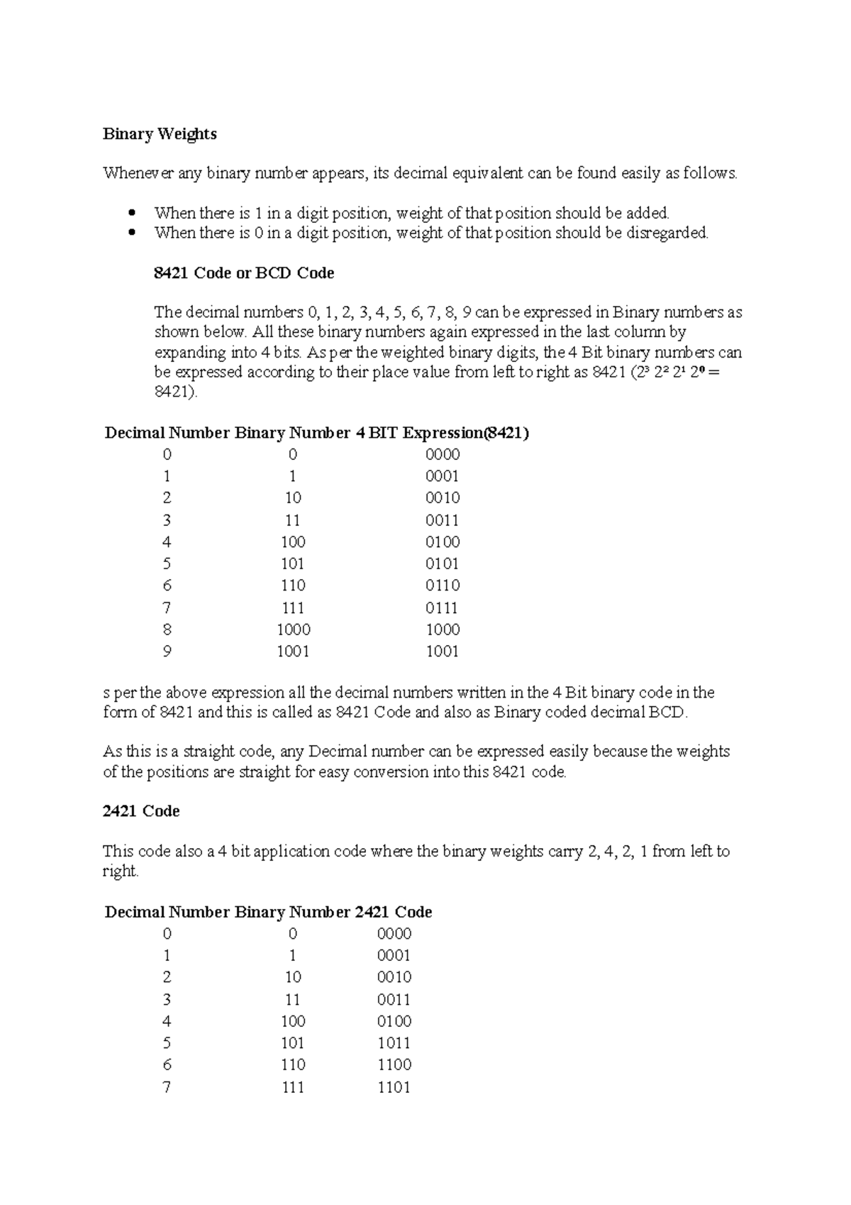 Binary Weights - in digital logic fundmentals - Binary Weights Whenever ...