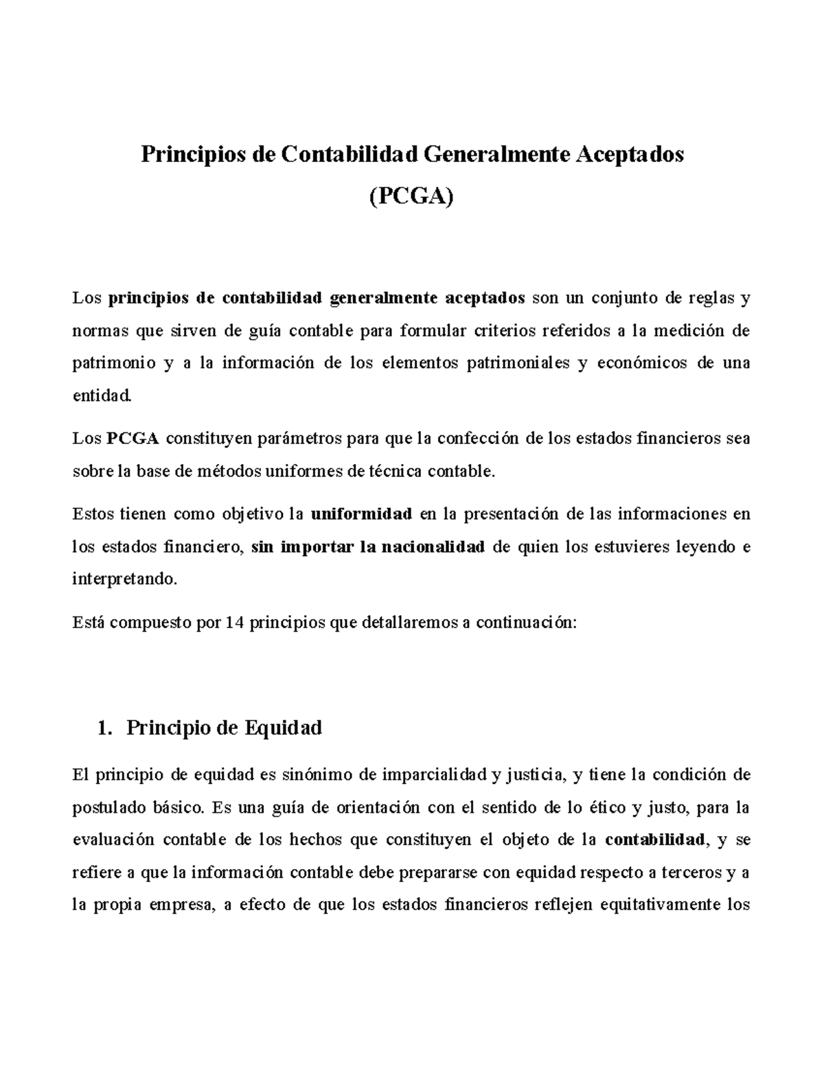 Principios de Contabilidad Generalmente Aceptados (PCGA) - Guía ...