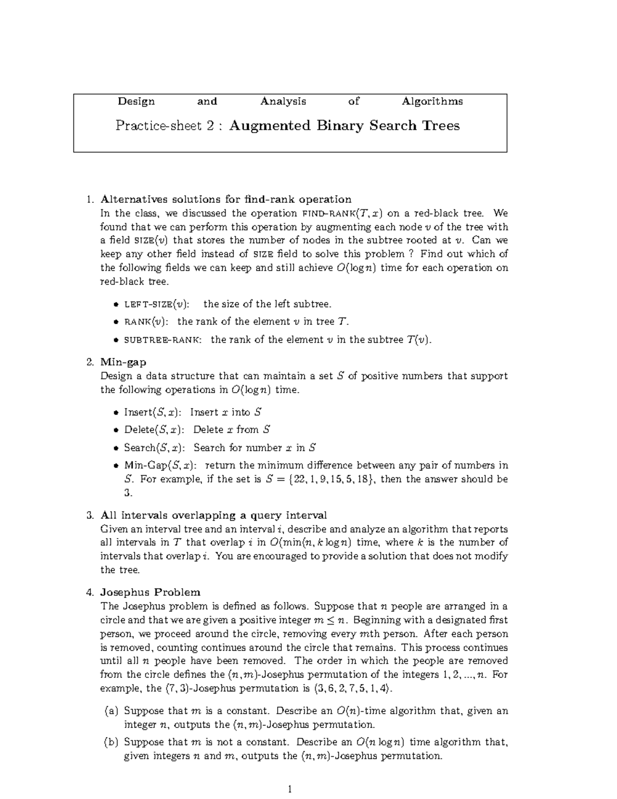 Practice-sheet 2 - practice sheet - Design and Analysis of Algorithms ...