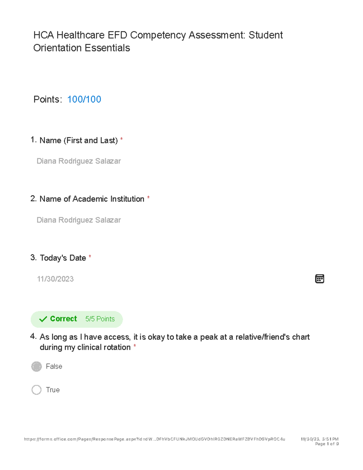 HCA EFD Competency Assessment: Essential Orientation for Students - Studocu