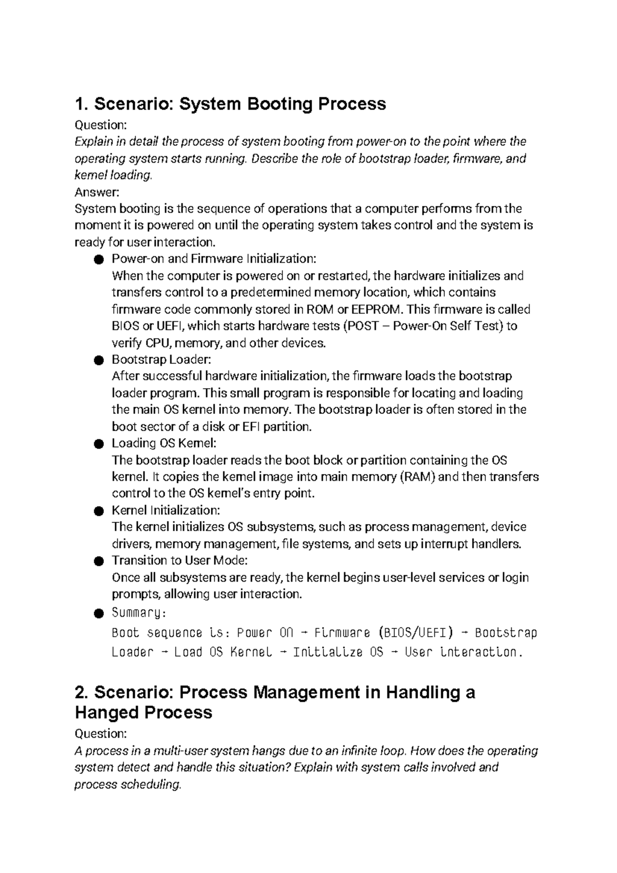 OS Quick Notes UNIT 1: System Booting, Process Management & More - Studocu