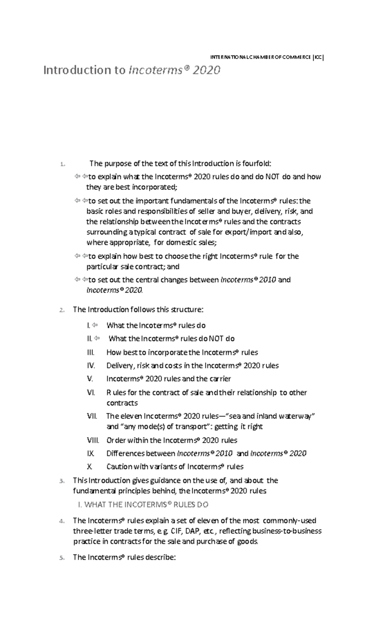 ICC Introduction to Incoterms 2020: Key Changes and Guidelines - Studocu