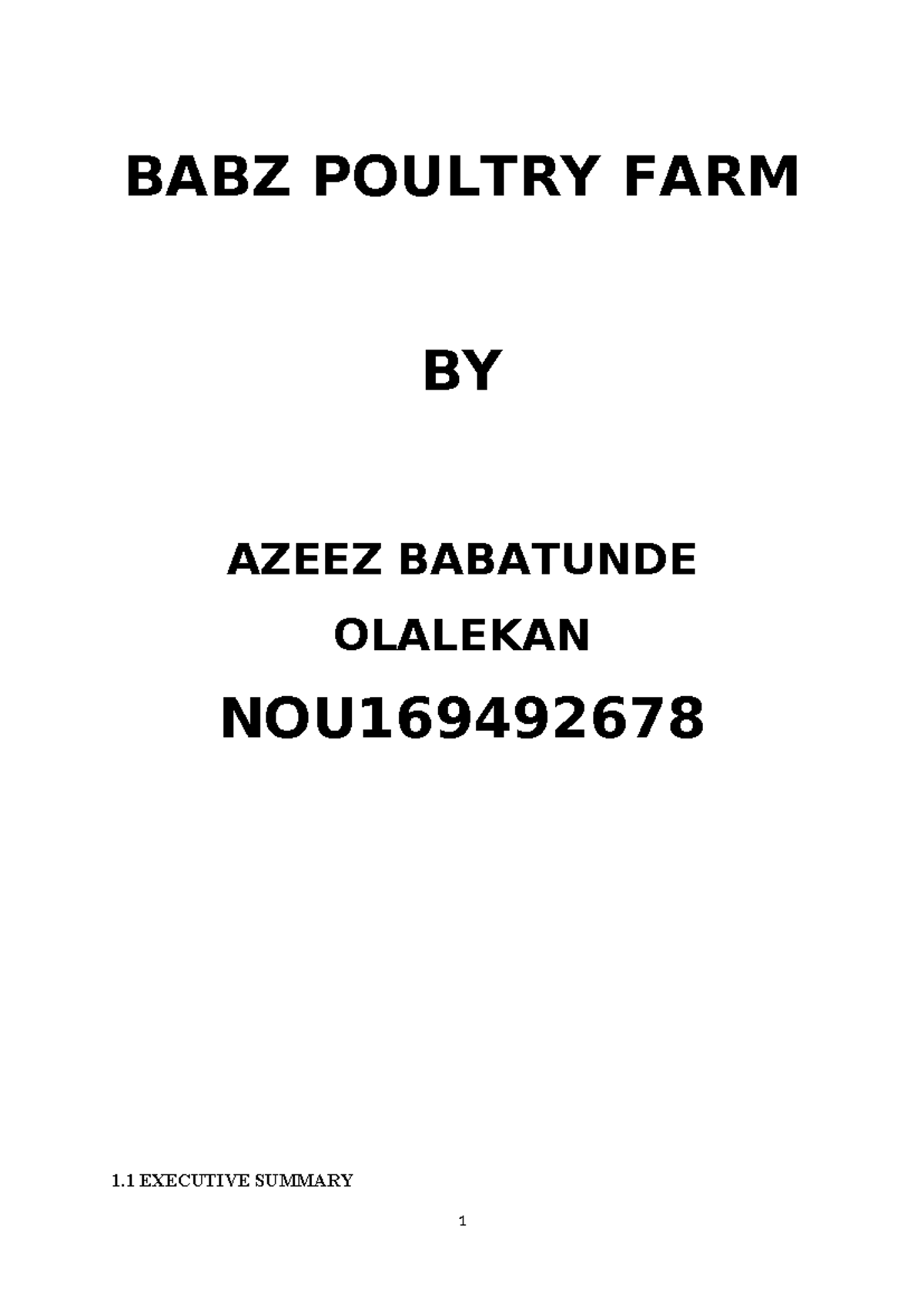 BABZ Poultry Farm Business Plan: Executive Summary & Objectives ...