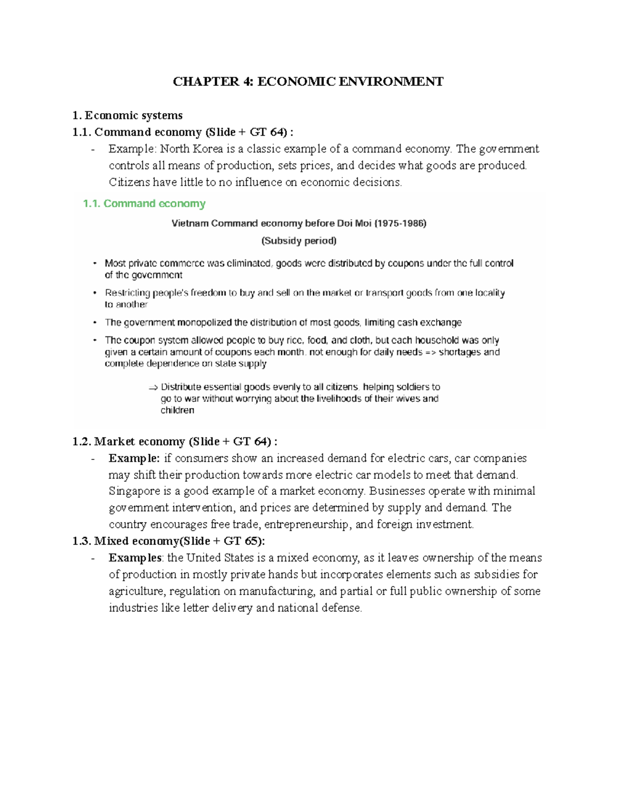 CHAPTER 4: ECONOMIC ENVIRONMENT - Economic Systems & Development - Studocu