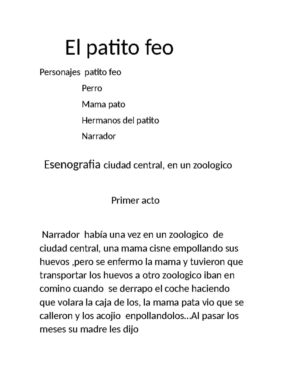 El patito feo - cuentos - El patito feo Personajes patito feo Perro ...