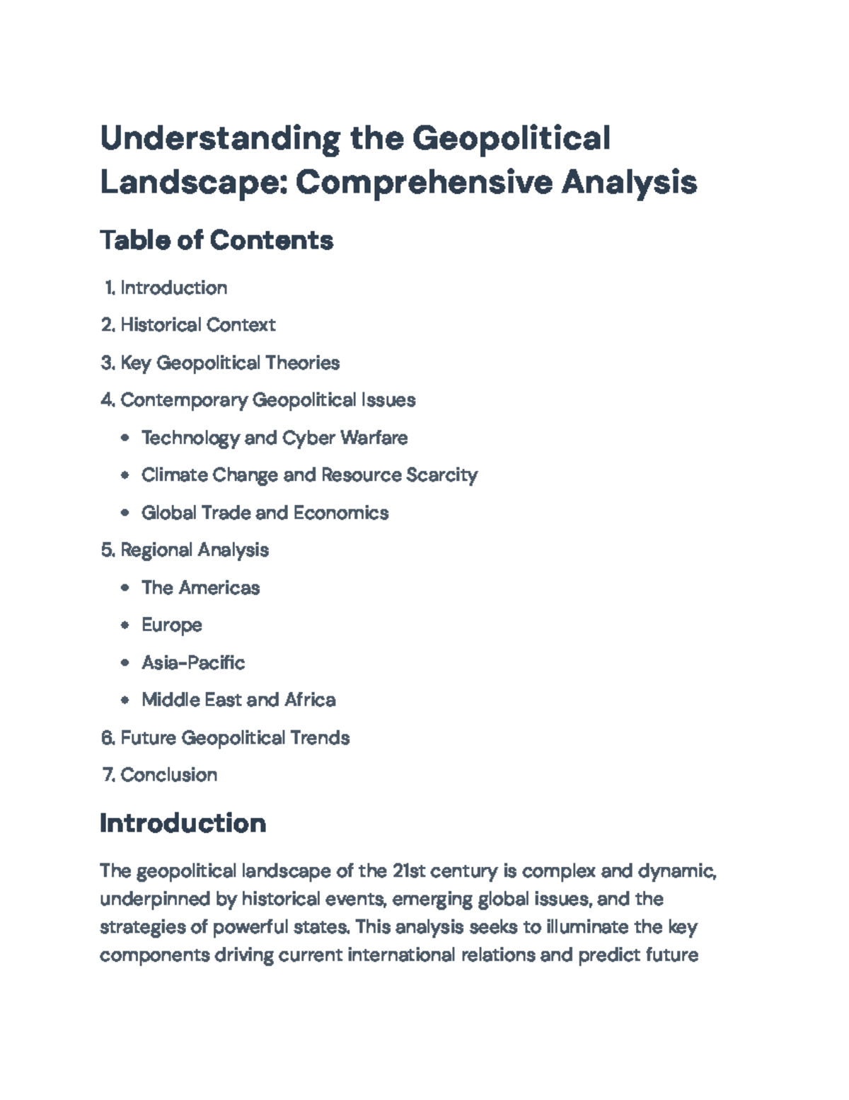 Geopolitical Landscape Analysis: Historical Context and Future Trends ...