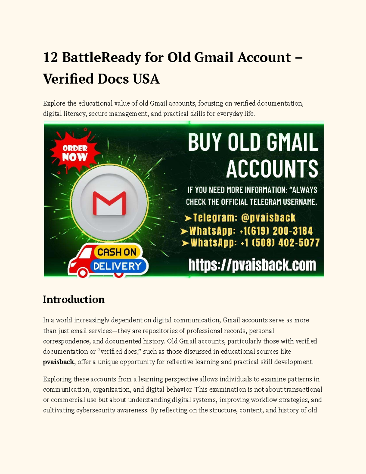 12 Battle Ready for Exploring Old Gmail Accounts - Verified Docs USA ...