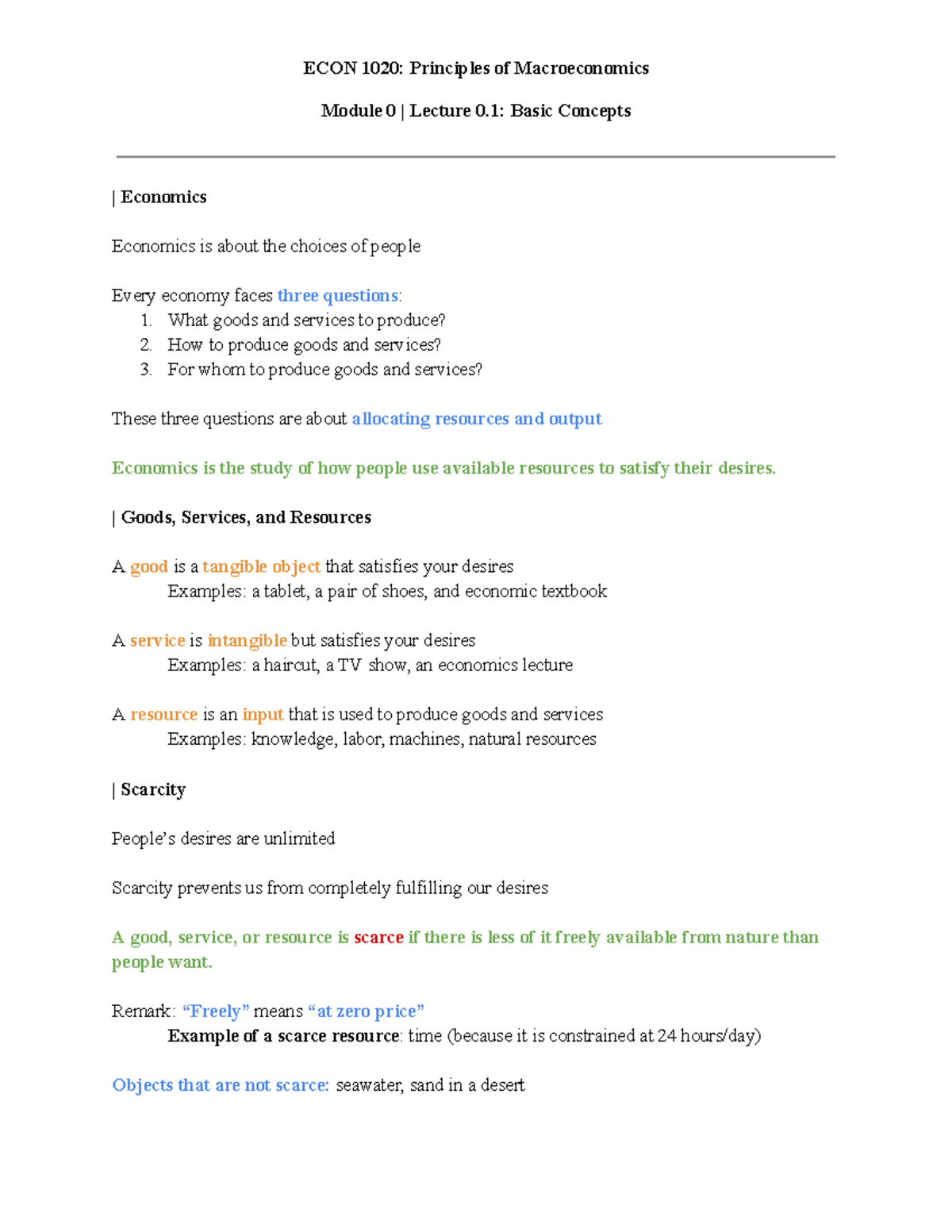 ECON 1020: Principles of Macroeconomics Lecture 0.1 - Basic Concepts ...