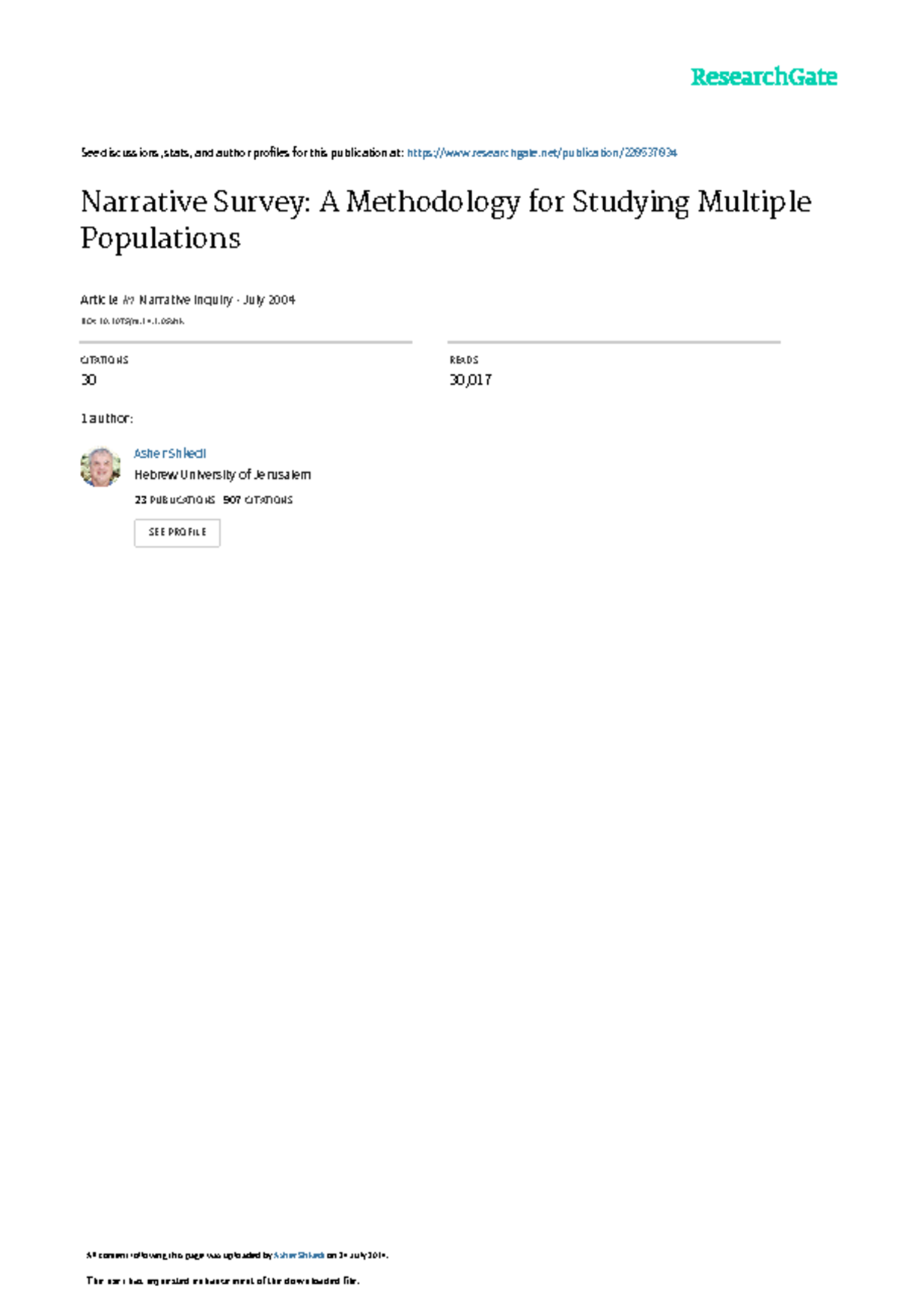 Narrative Survey Methodology for Studying Multiple Populations - Studocu