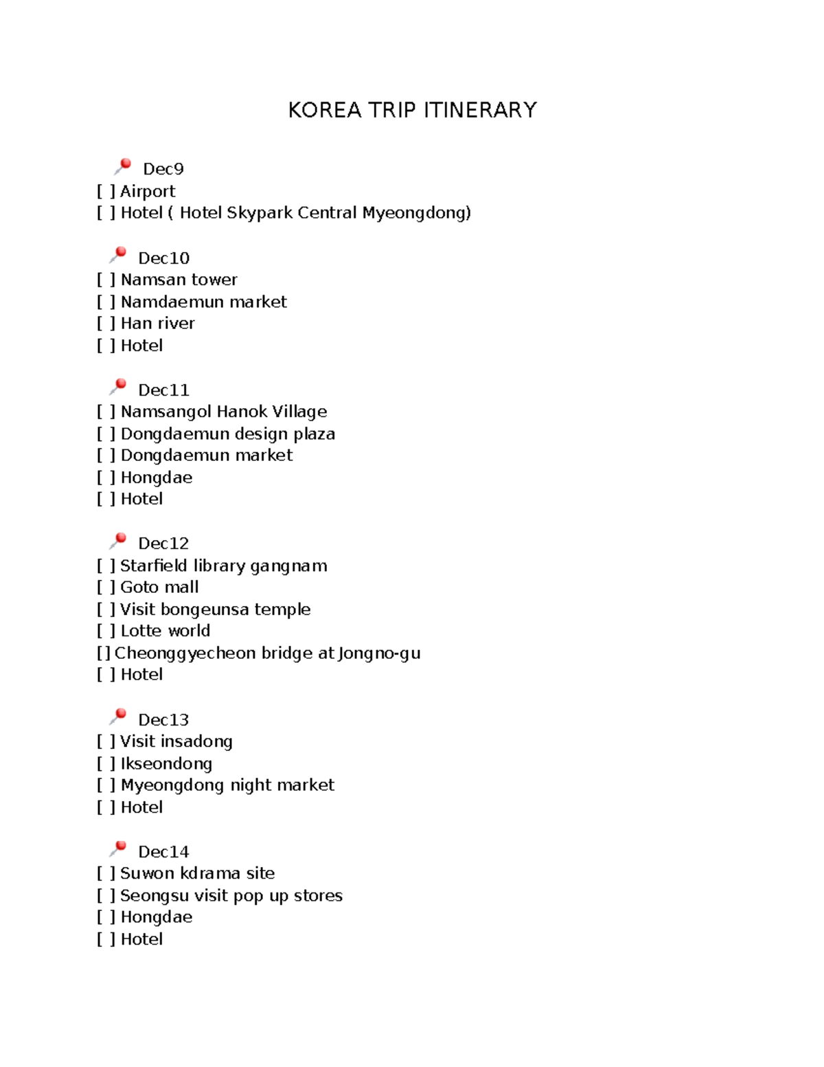 Korea TRIP Itinerary - University of Cebu - Lecture Notes - KOREA TRIP ...