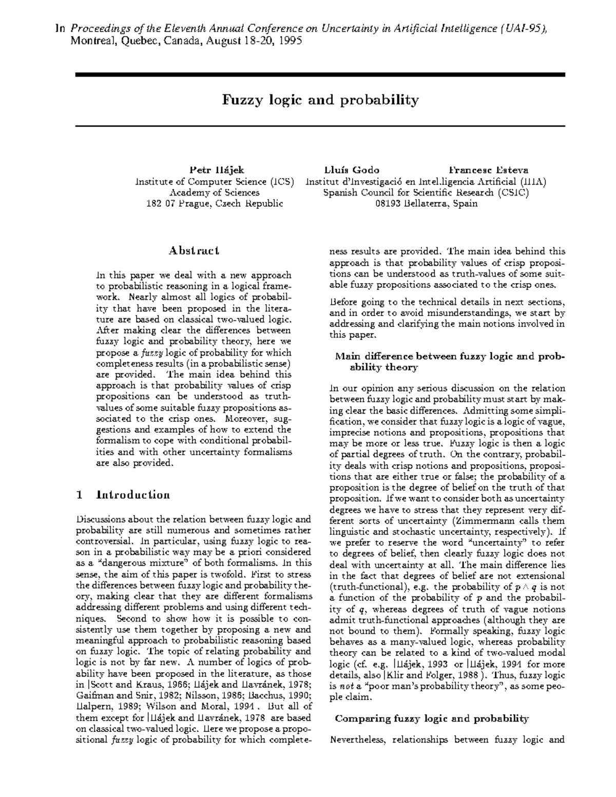 Fuzzy Logic and Probability: A New Approach to Probabilistic Reasoning ...