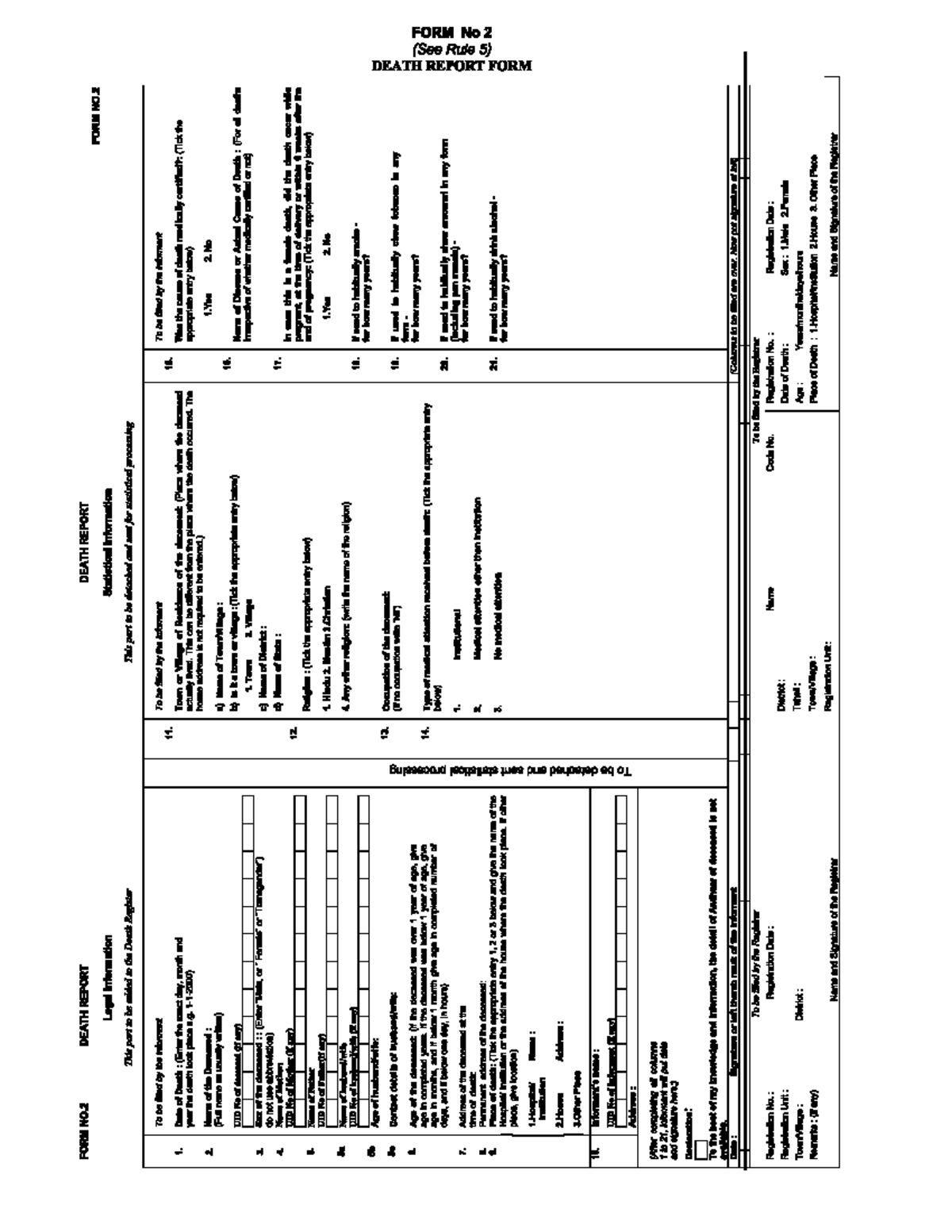 FORM NO.2 DEATH REPORT & BURIAL INFO - Studocu