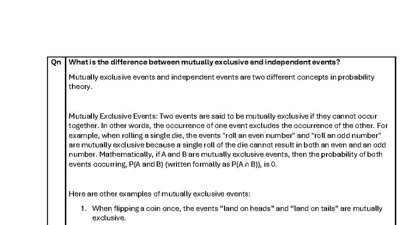 Chapter 4 FAQs: Mutually Exclusive vs. Independent Events in ...