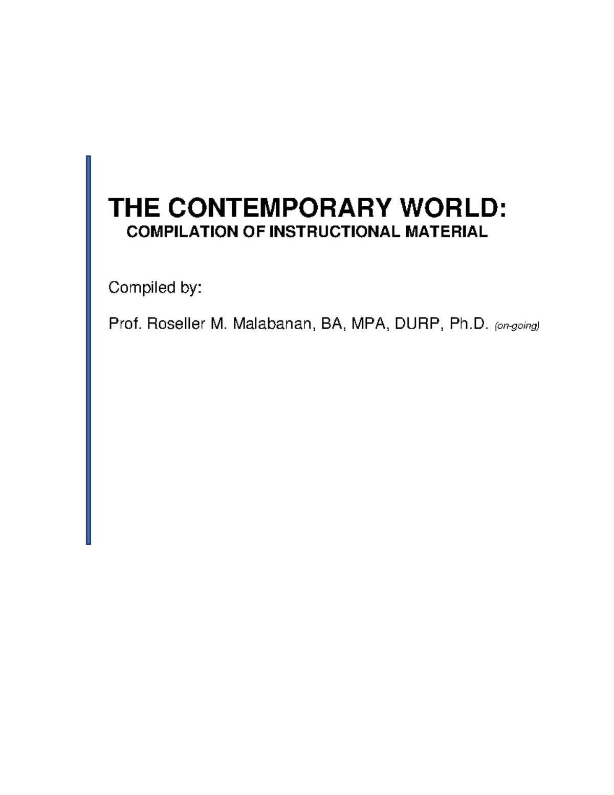 The Contemporary World Module: Globalization Insights and Analysis ...