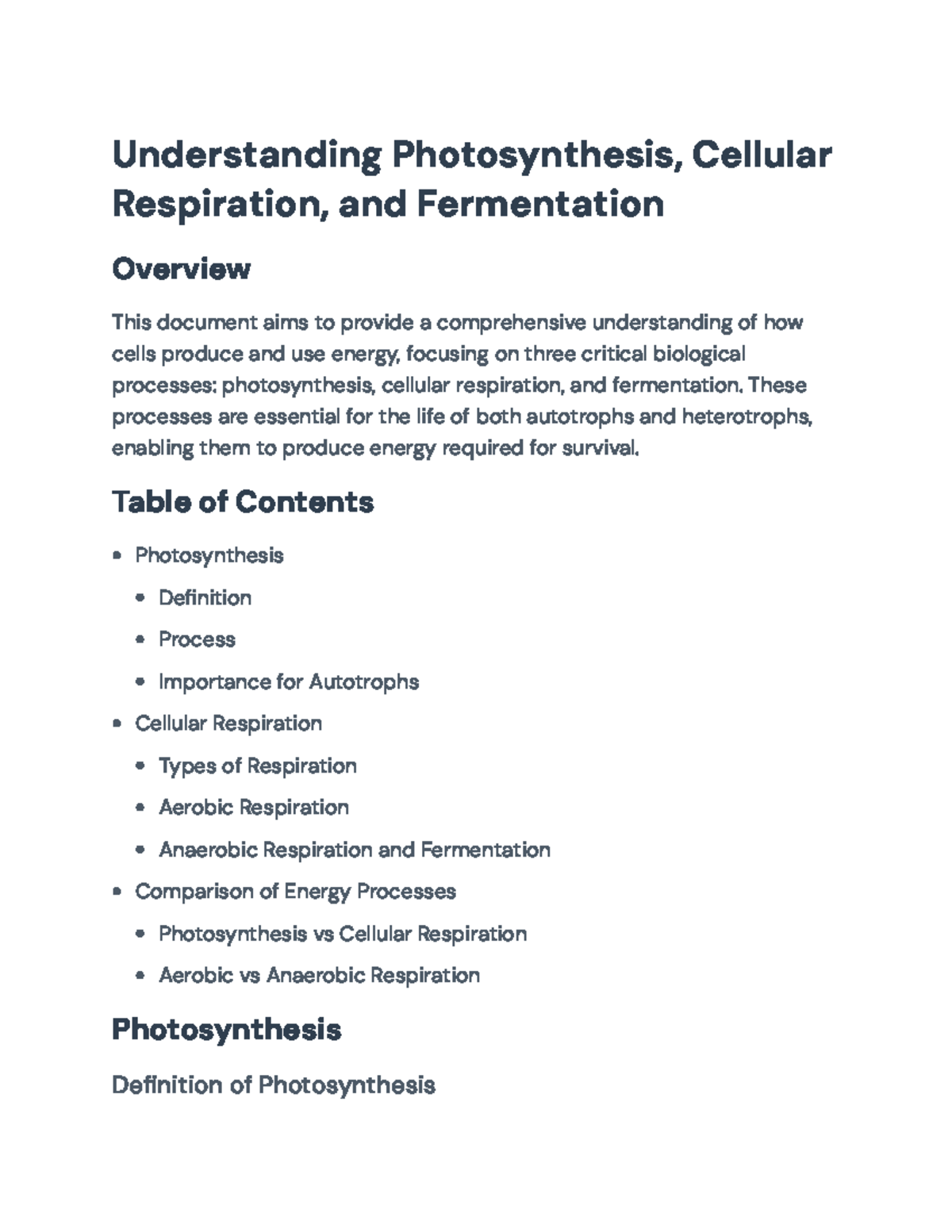 Photosynthesis, Cellular Respiration & Fermentation Overview (Biology ...