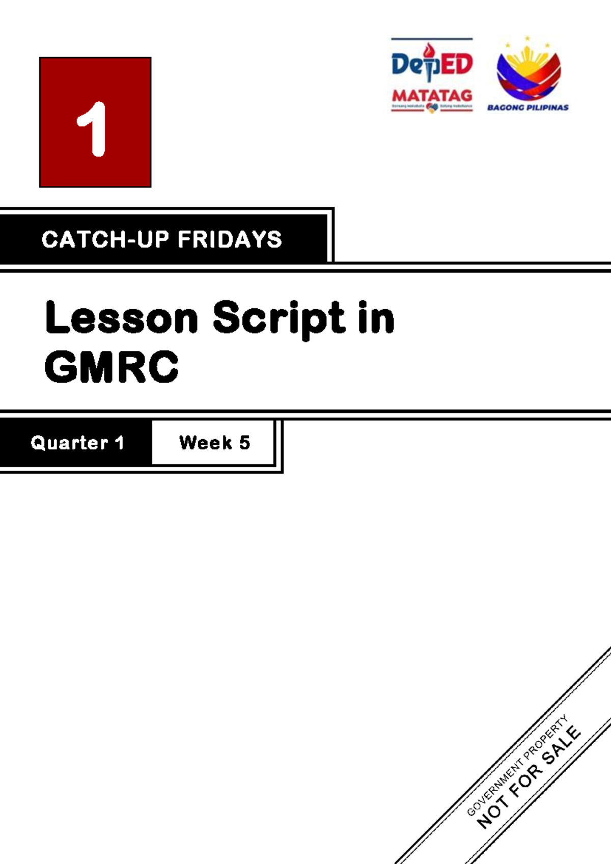 CO-2024-LS-G1-CUF: GMRC Quarter 1 Week 5 Lesson Script - Studocu