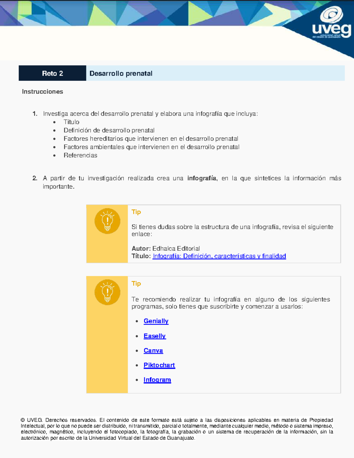 R2 Desarrollo Prenatal: Instrucciones para Infografía - Studocu