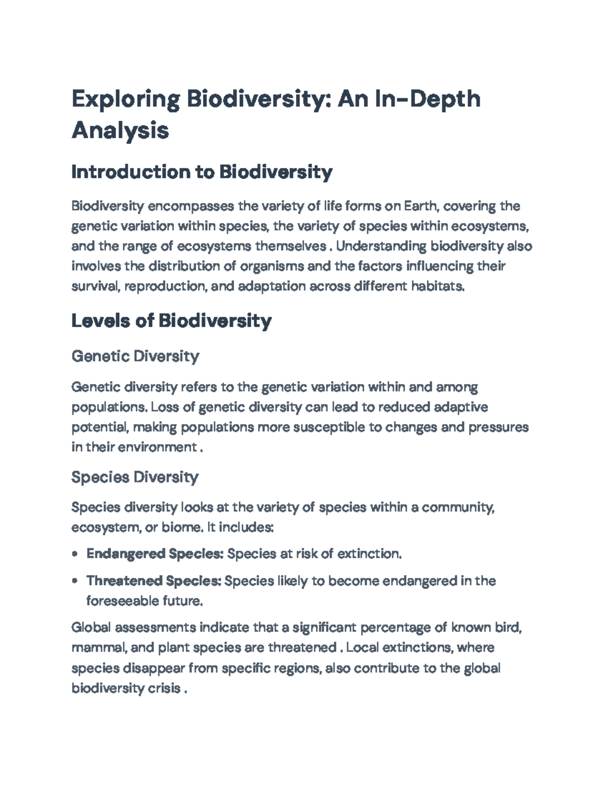 Biodiversity Conservation: Understanding Factors and Human Impact ...